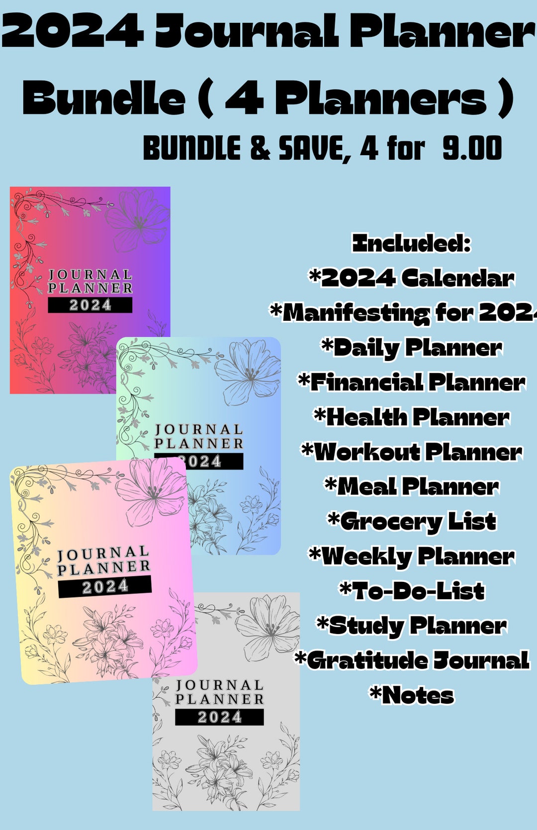 2024 Undated Journal Planner L Undated Daily Planner L - Etsy