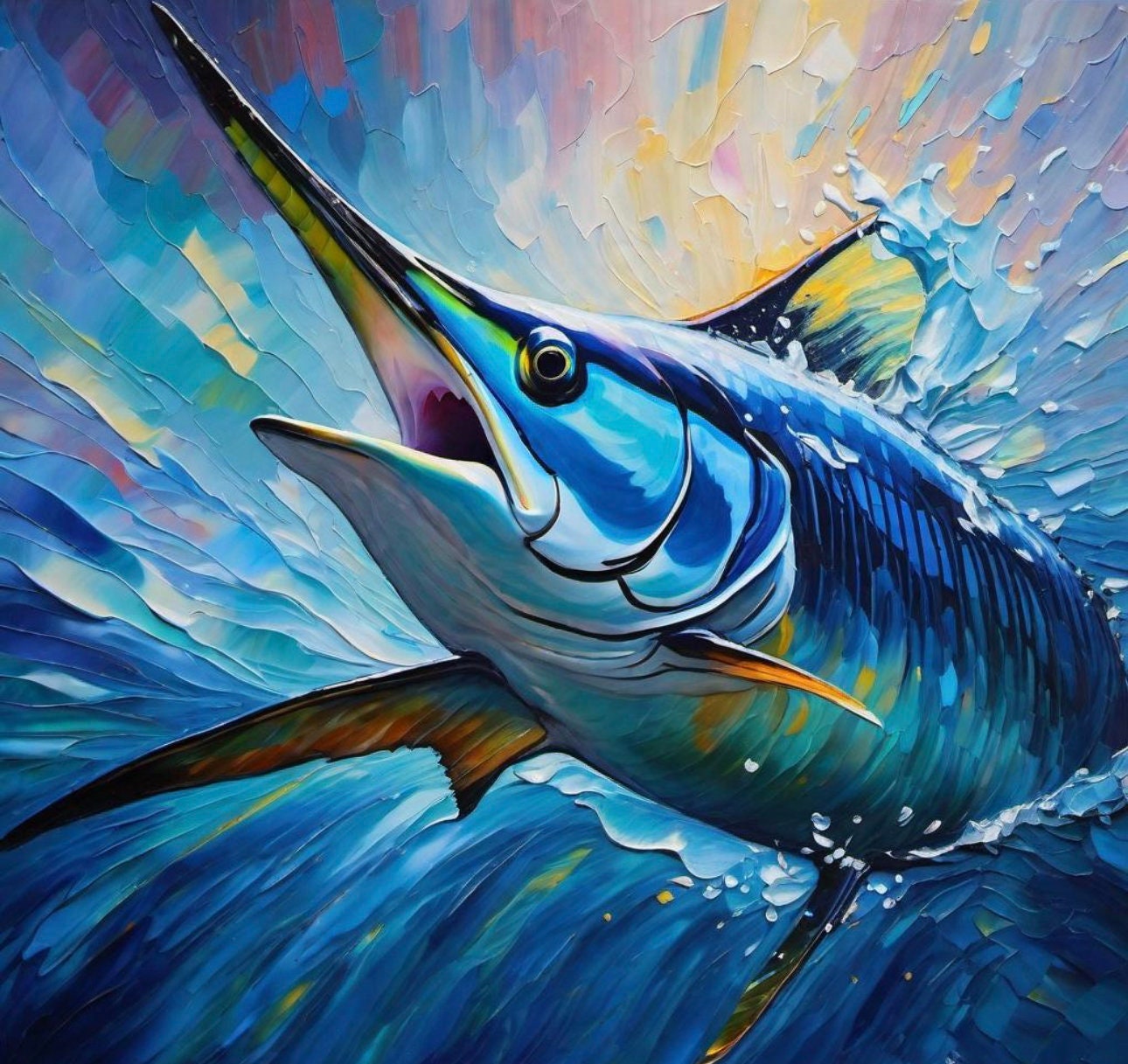 Canvas Art Marlin Fish 22x22 - Etsy