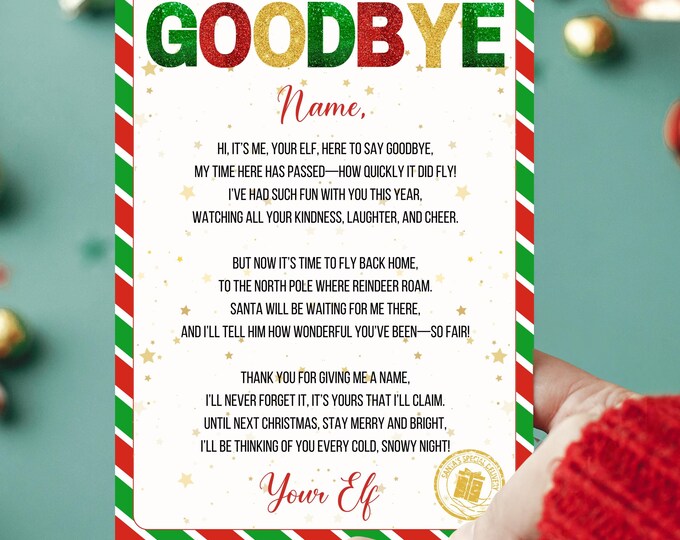 EDITABLE Elf Retirement Letter and Certificate, Elf Goodbye Letter, Elf ...