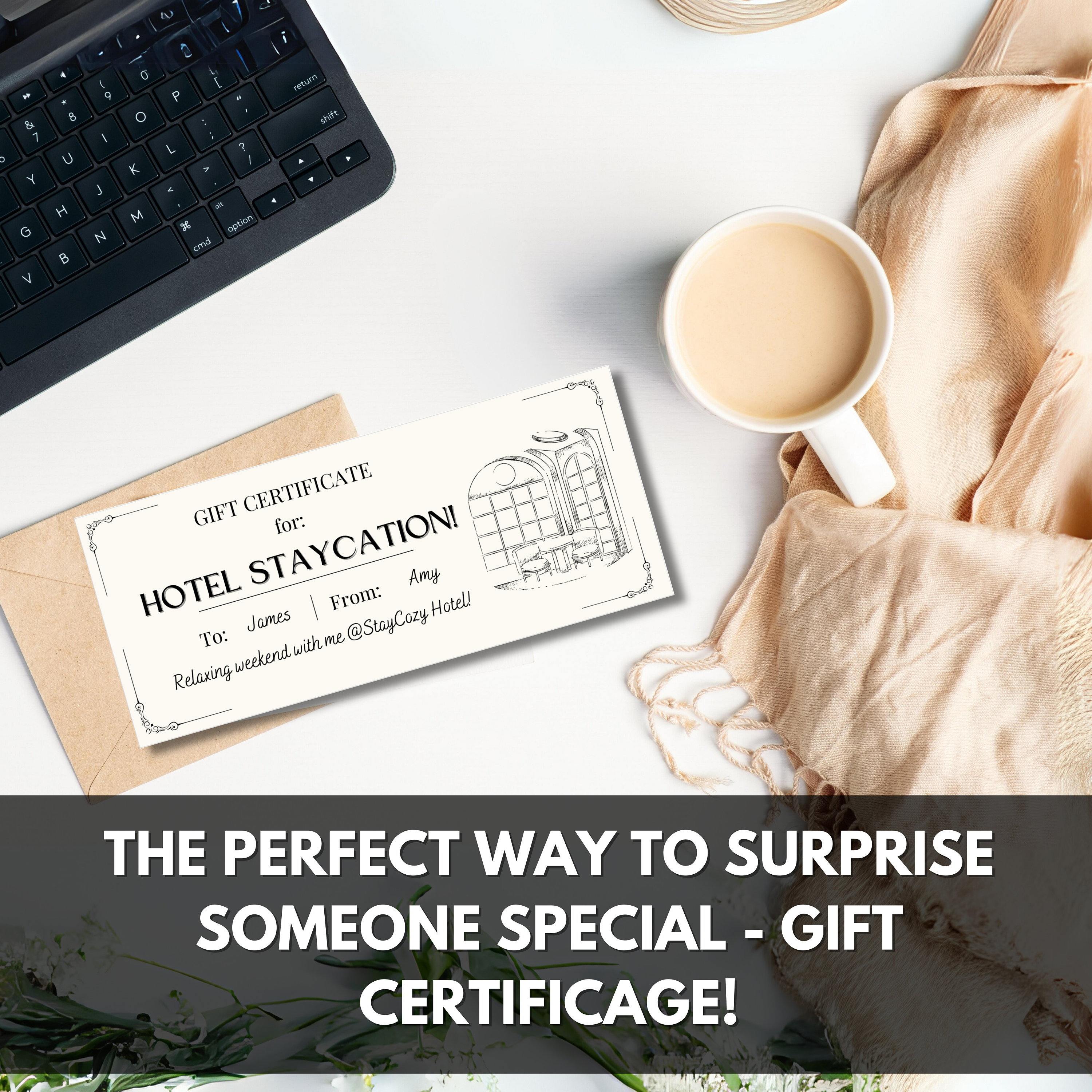 Hotel Staycation Gift Coupon Template, Anniversary Gift Certificate ...