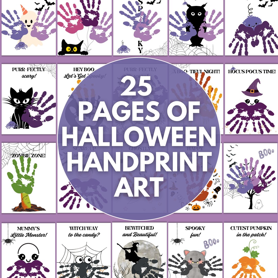 Halloween Handprint Art Bundle, Printable Ghost Monster Handprints ...