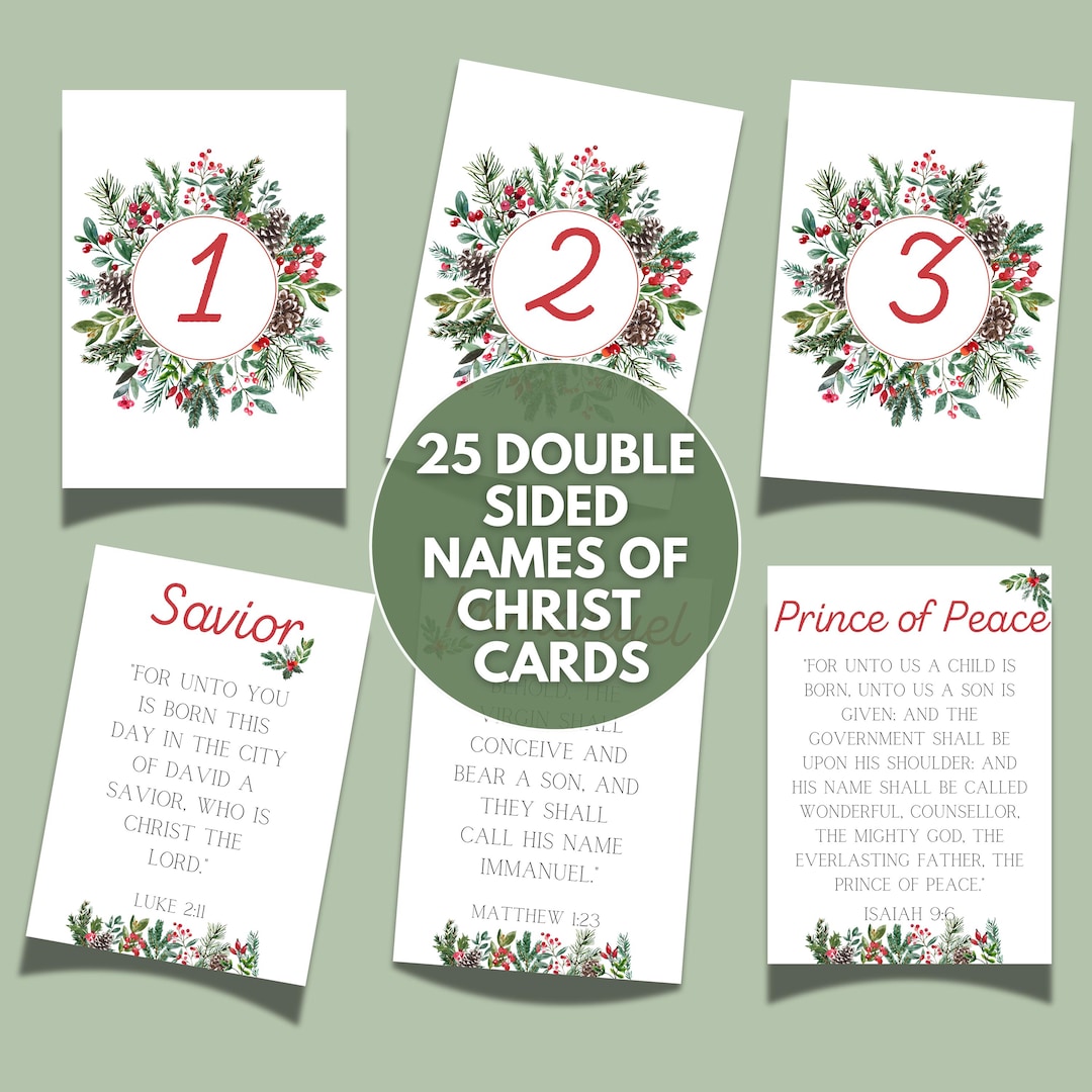 LDS Advent Calendar Cards Names of God, Christmas Scripture Daily ...