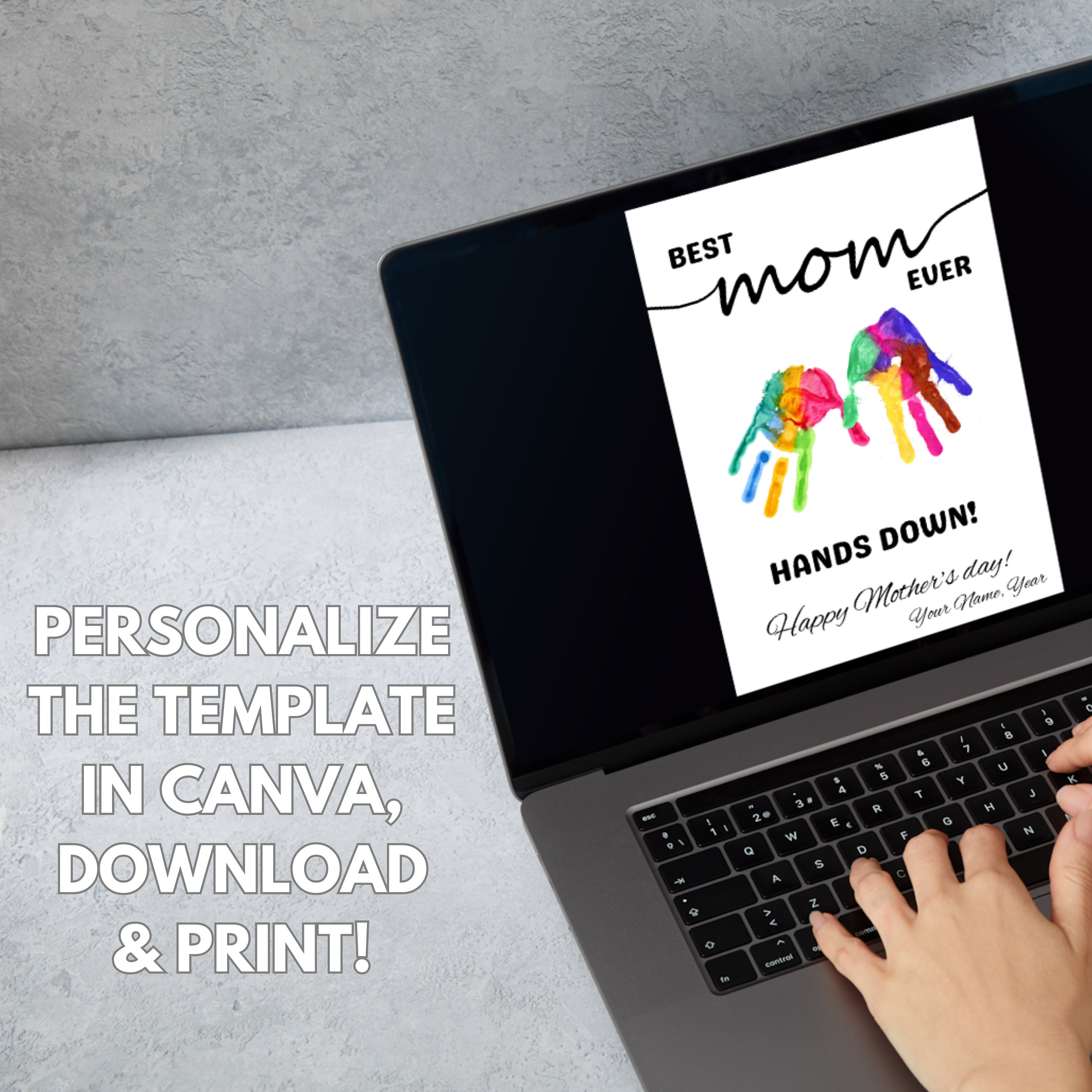 Mother's Day Handprint Art Printable Gift, Best Mom Ever Hands Down ...