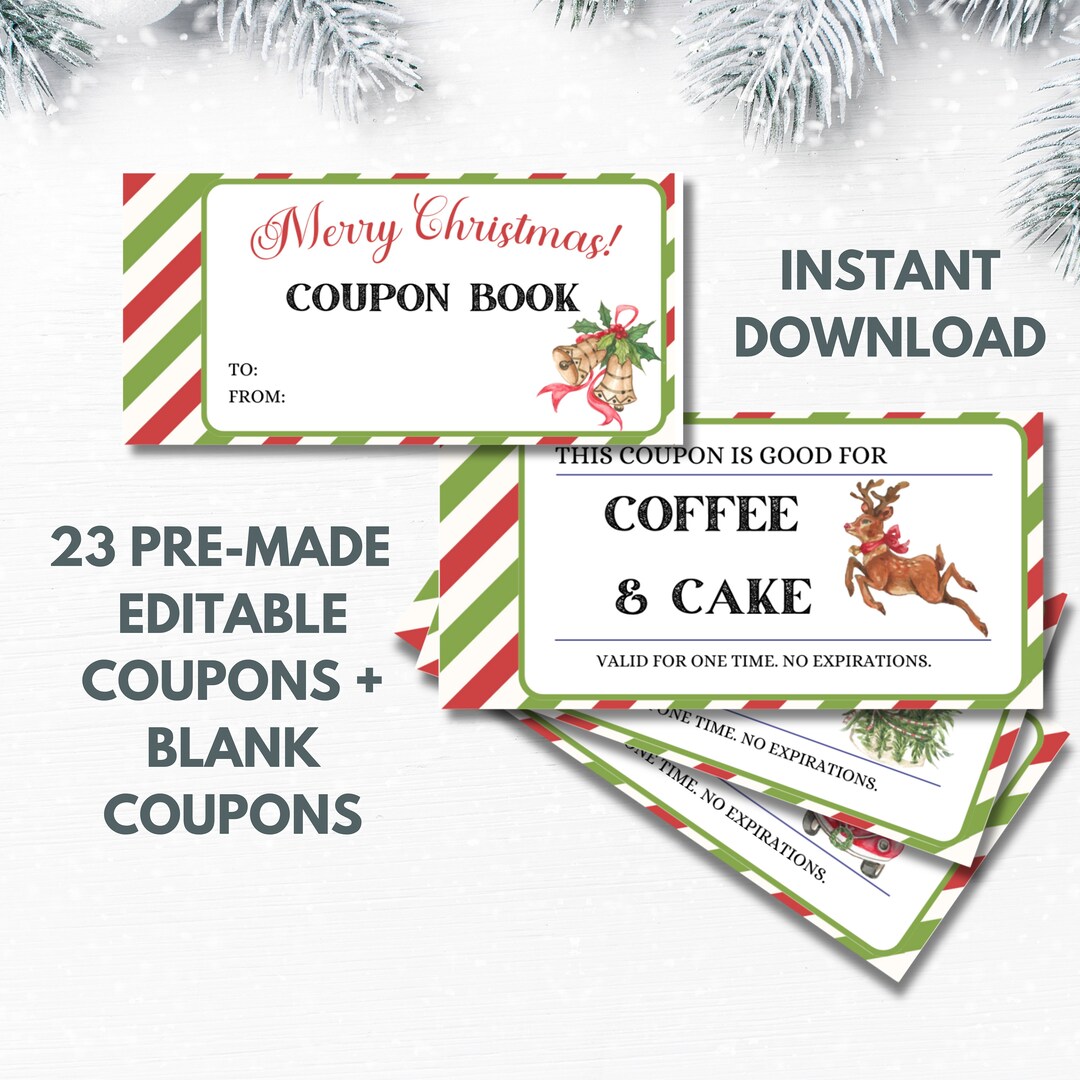 Christmas Custom Coupon Book, Christmas Coupon Book Template, Holiday ...