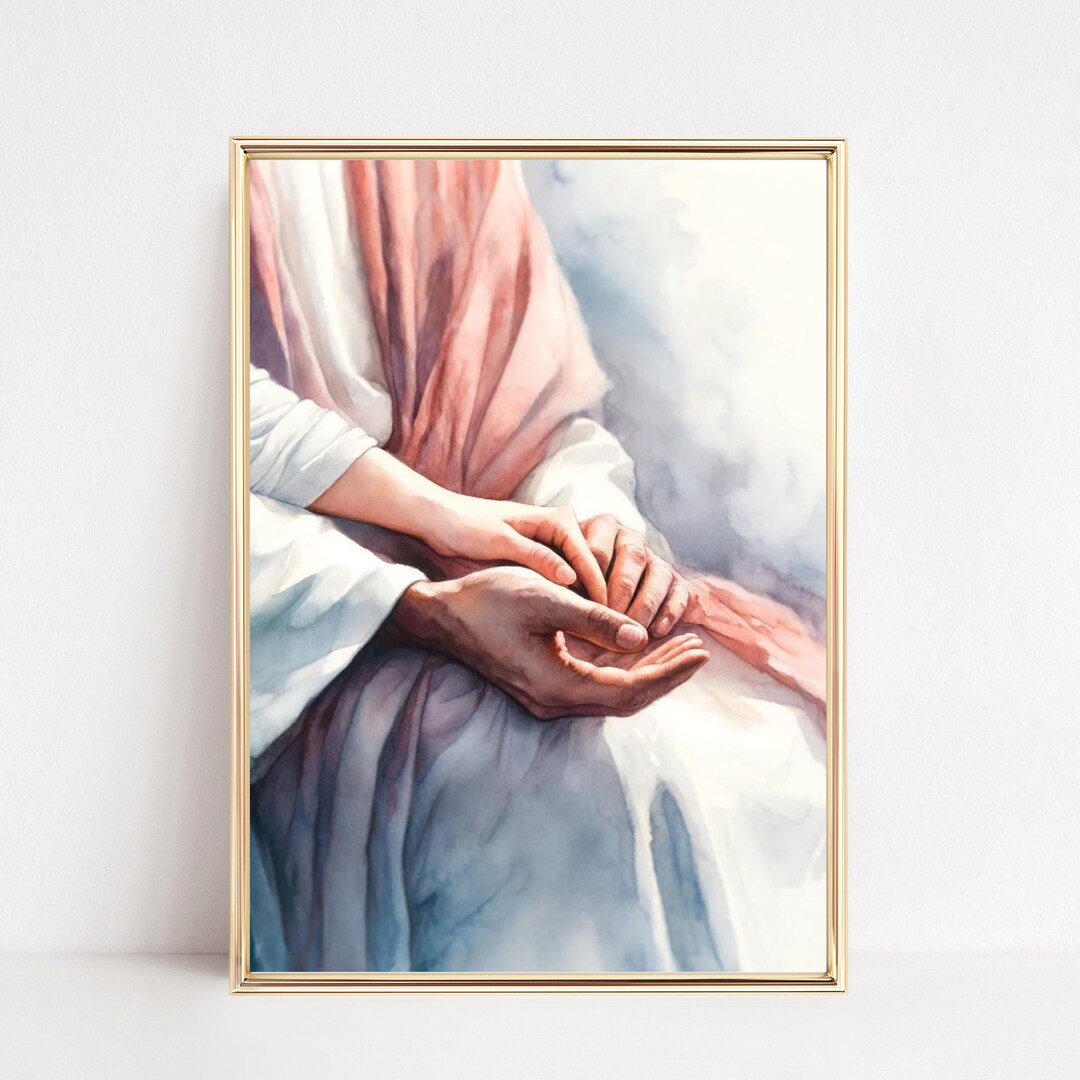 Hands of the Savior Watercolor Print Digital Download, Healing Hands ...