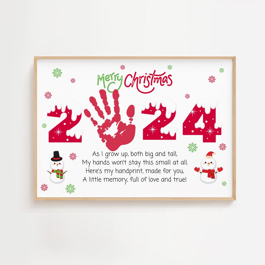 2024 Christmas Handprint Keepsake Art With "as I Grow Up" Peom, Fun DIY ...