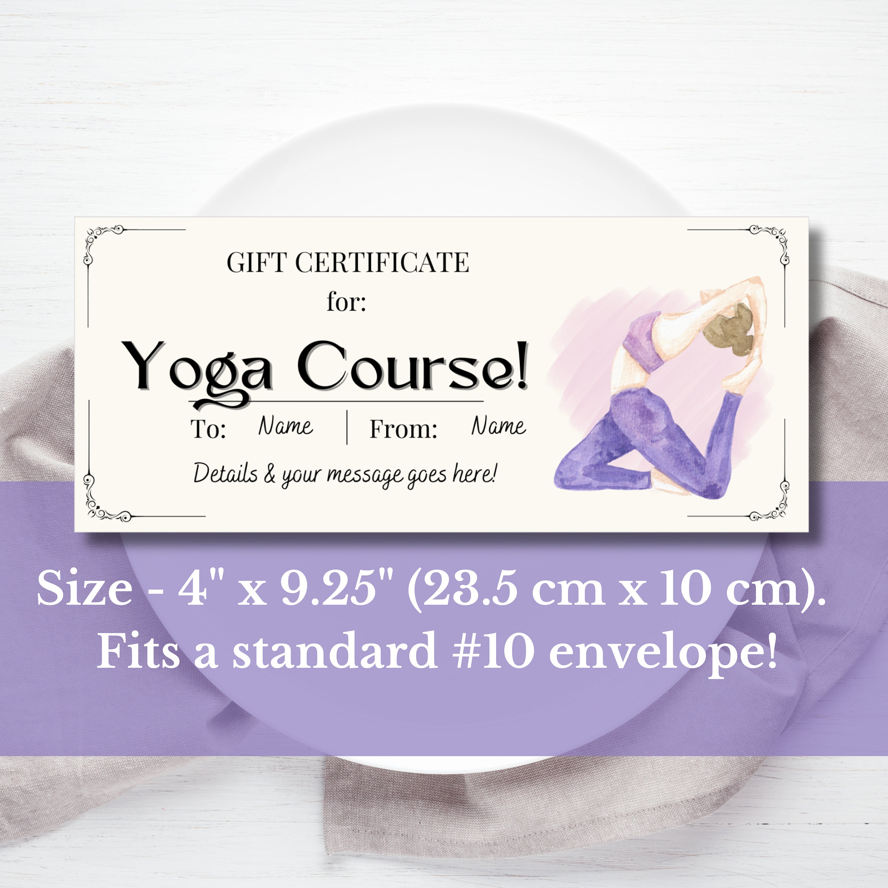 Yoga Course Gift Voucher Template Printable, Yoga Lover Gift ...