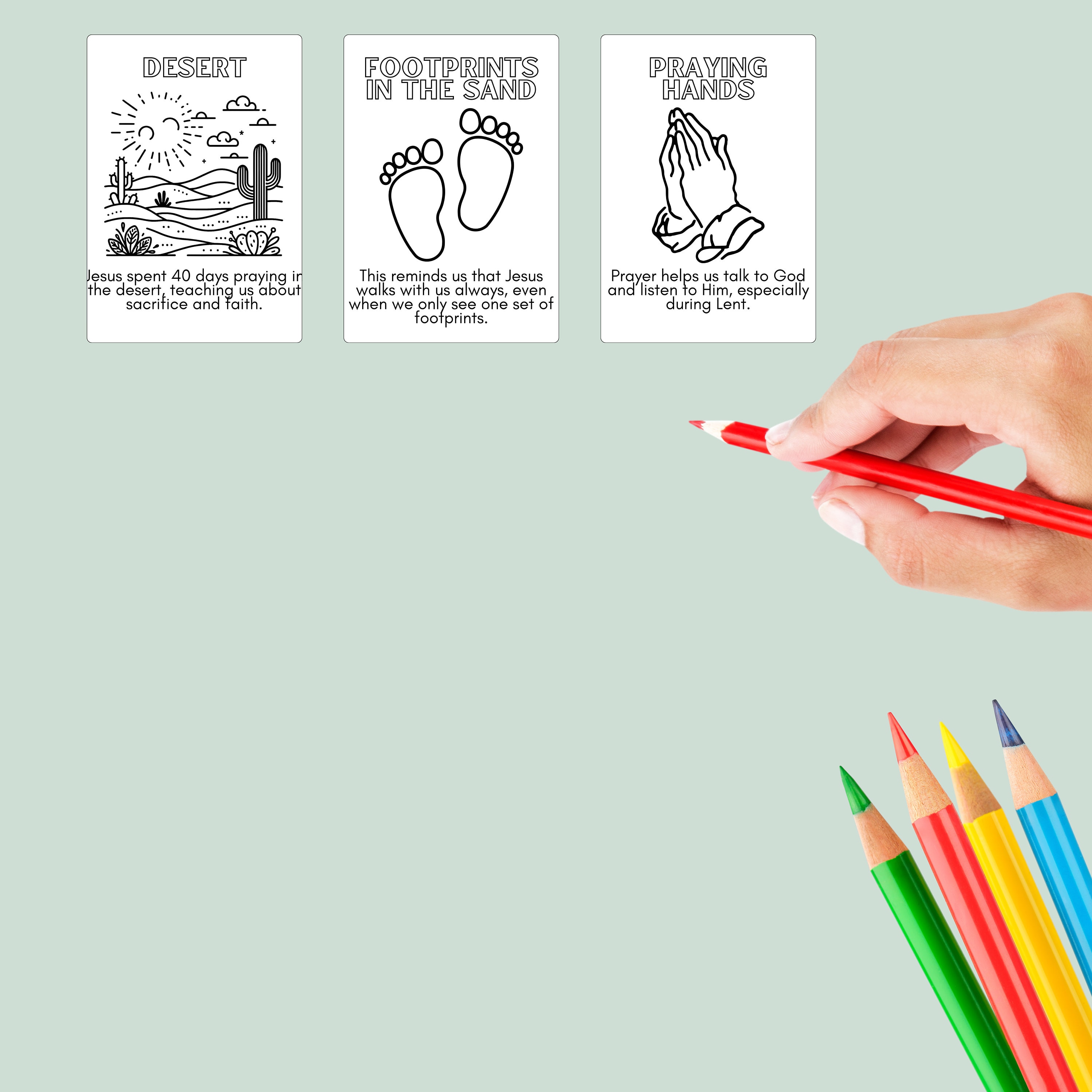 Lent Symbols Coloring Pages for Kids, Printable Lenten Season Activity ...