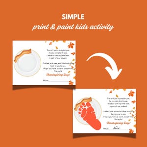 Thanksgiving Pumpkin Pie Poem Footprint Art Craft Poster, Printable ...
