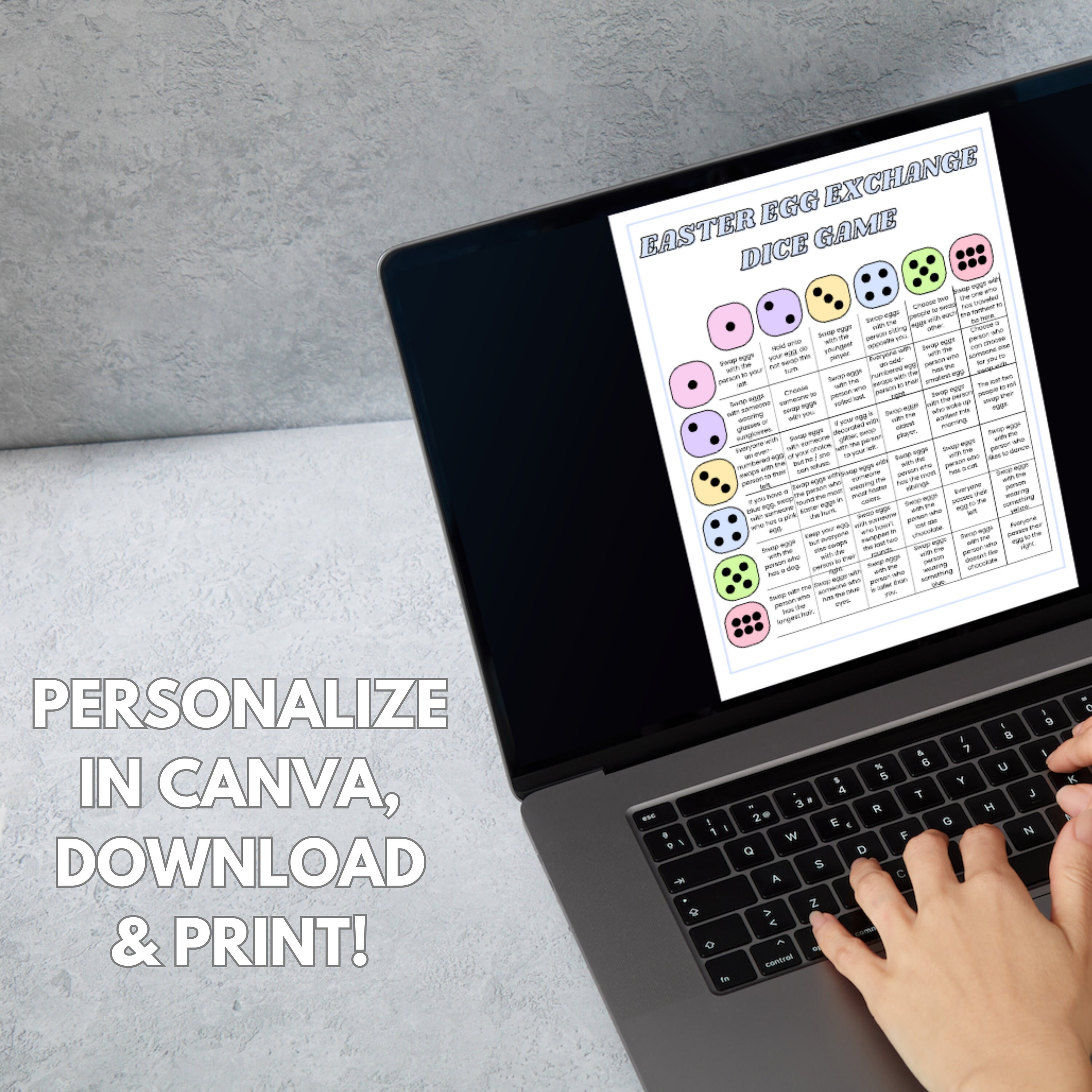 Editable Easter Egg Exchange Dice Game Printable PDF, Easter Kids ...