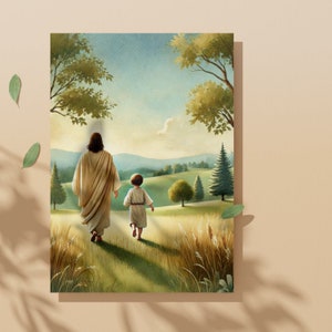 Jesus Walks With Boy Digital Print, Jesus Christ With Boy, Come Follow ...