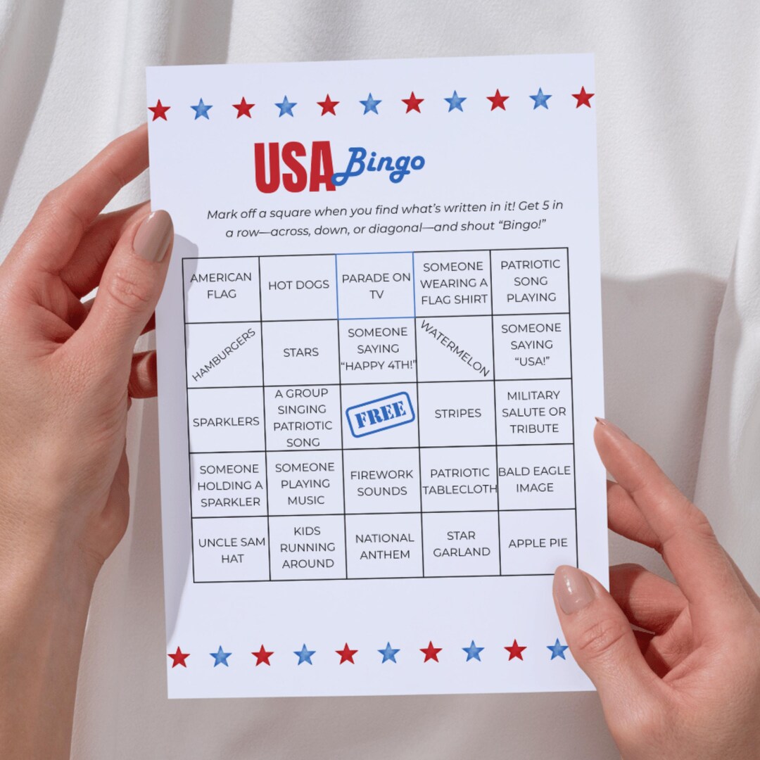 4th of July Bingo Game Printable, Fun Patriotic Party Activity for Kids ...