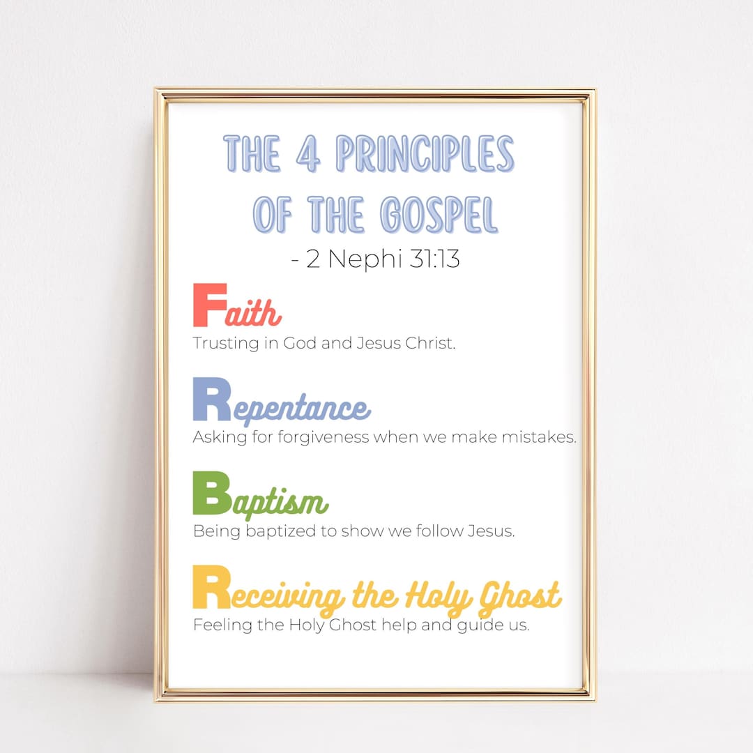 The 4 Principles of the Gospel 2 Nephi 31-13 Wall Art, Christian Kids ...