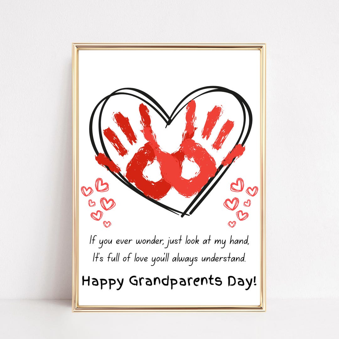 Printable Grandparents Day Heart Love Handprint Keepsake, Toddler Art ...