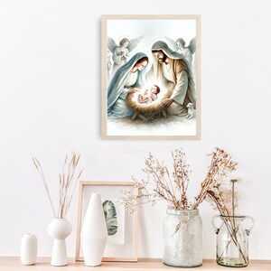 Nativity Scene Printable Digital Artwork, Manger Scene, Christmas Baby ...