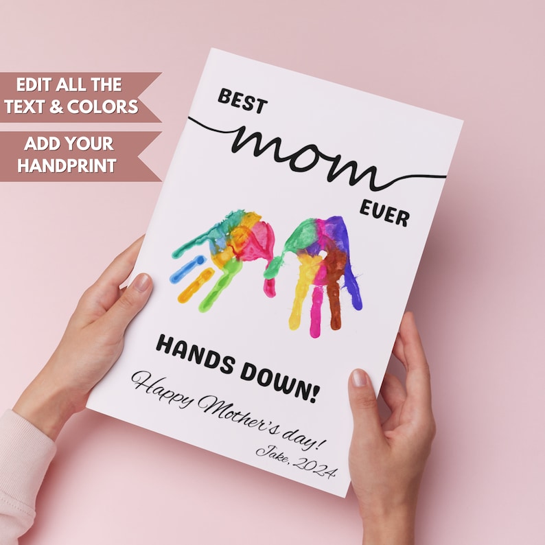 Mother's Day Handprint Art Printable Gift, Best Mom Ever Hands Down ...