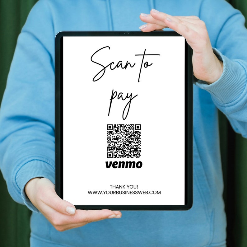 Editable Venmo QR Code Sign Scan to Pay, Custom Venmo Pay Sign Canva ...