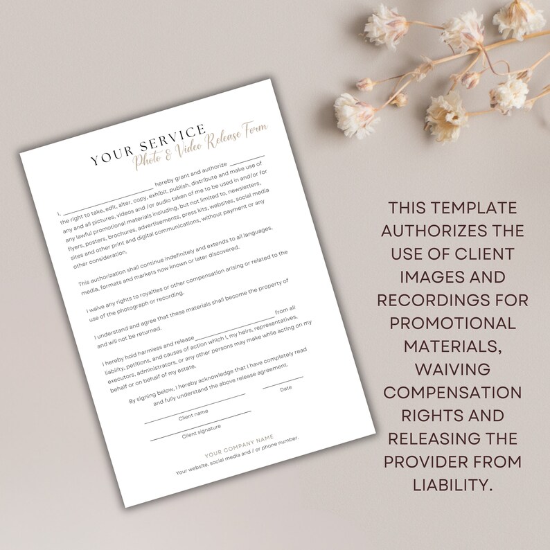 Editable Client Photo & Video Release Consent Form Template, Lash Tech ...