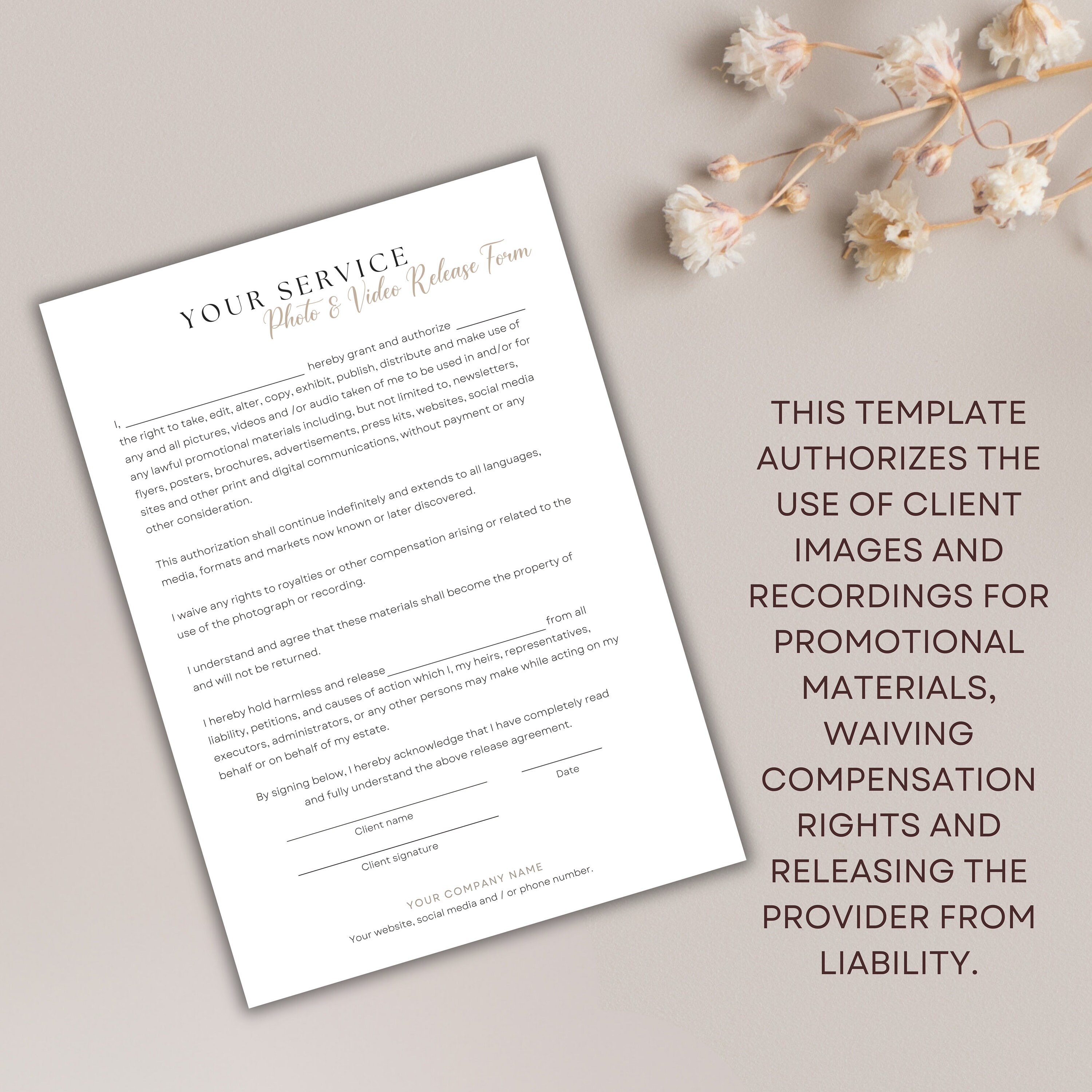 Editable Client Photo & Video Release Consent Form Template, Lash Tech ...