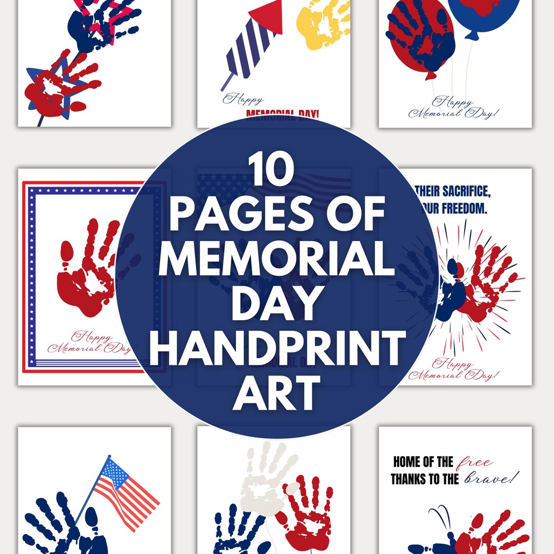 Memorial Day Handprint Art Printable PDF Instant Download, Patriotic ...