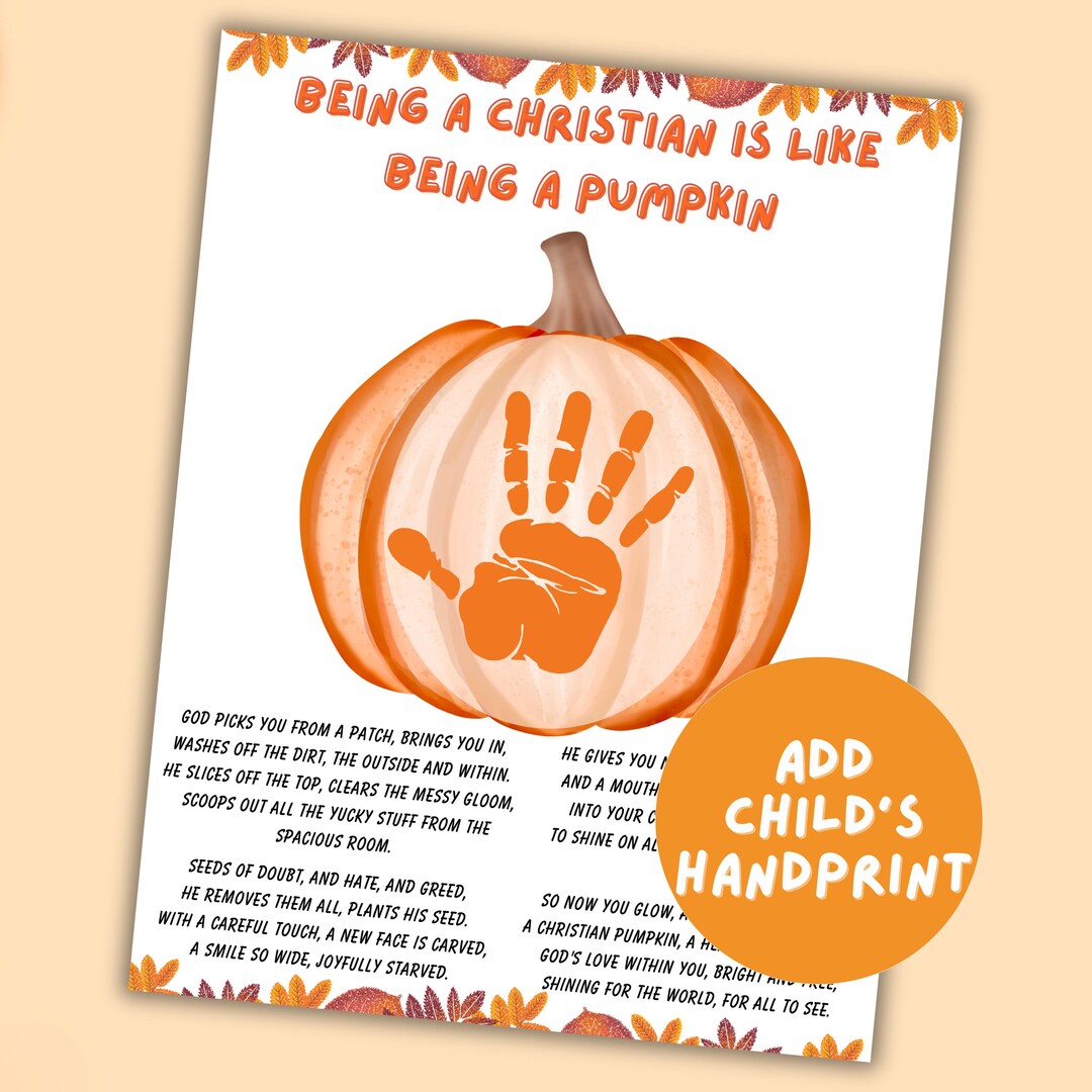 Fall Handprint Art Craft, being a Christian is Like Being a Pumpkin ...