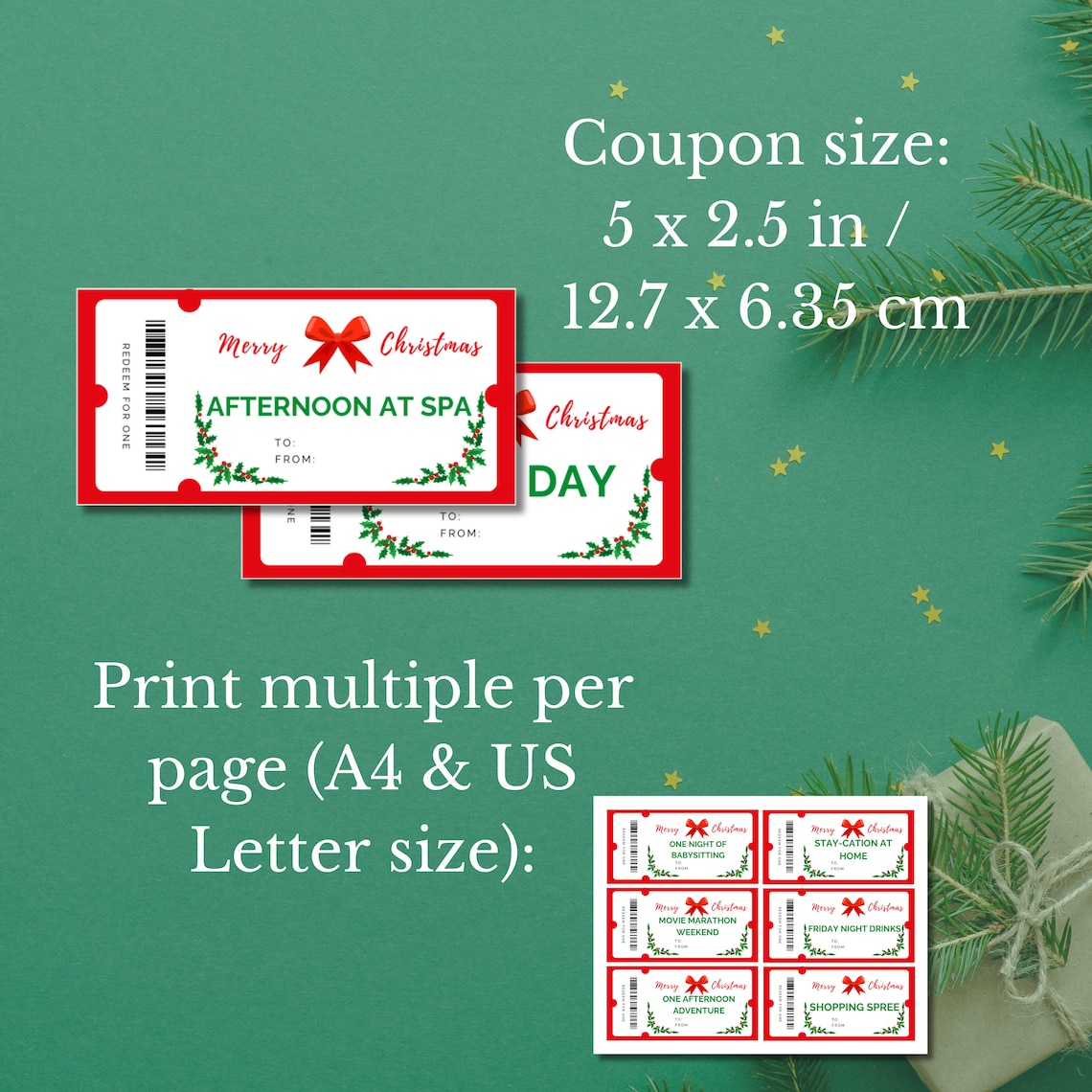 Editable Christmas Coupon Template, Custom Holiday Coupons, Printable ...