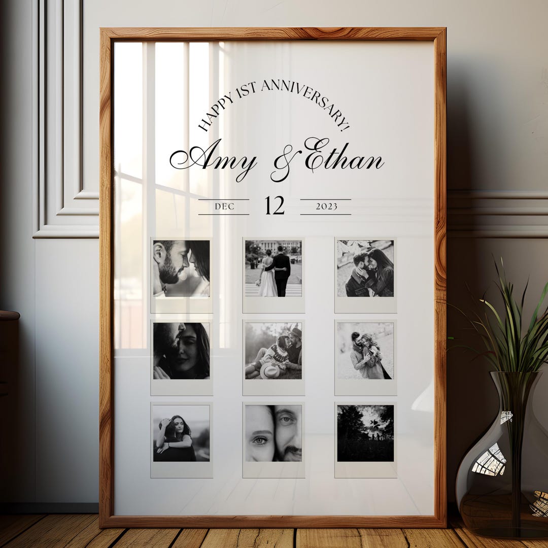Custom Polaroid Frame Photo Collage, First Wedding Anniversary Gift for ...