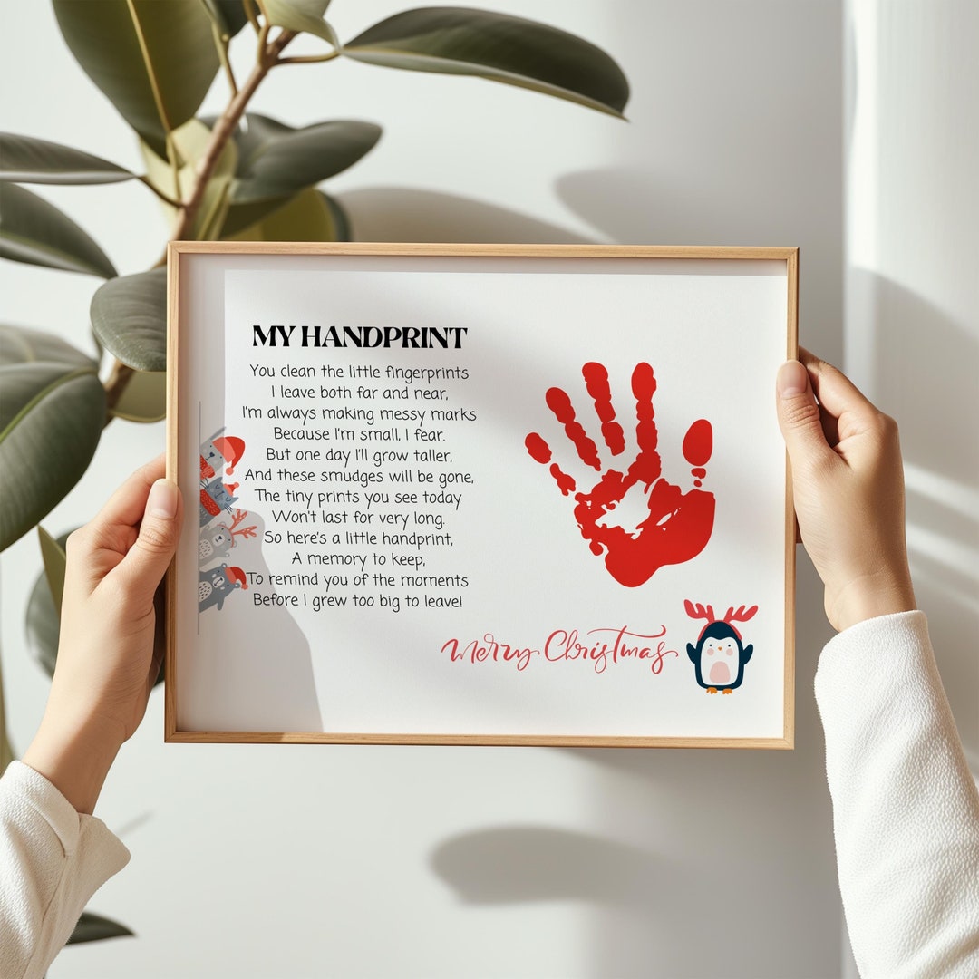 Christmas Handprint Craft Kids "my Handprint" Peom, DIY Holiday ...