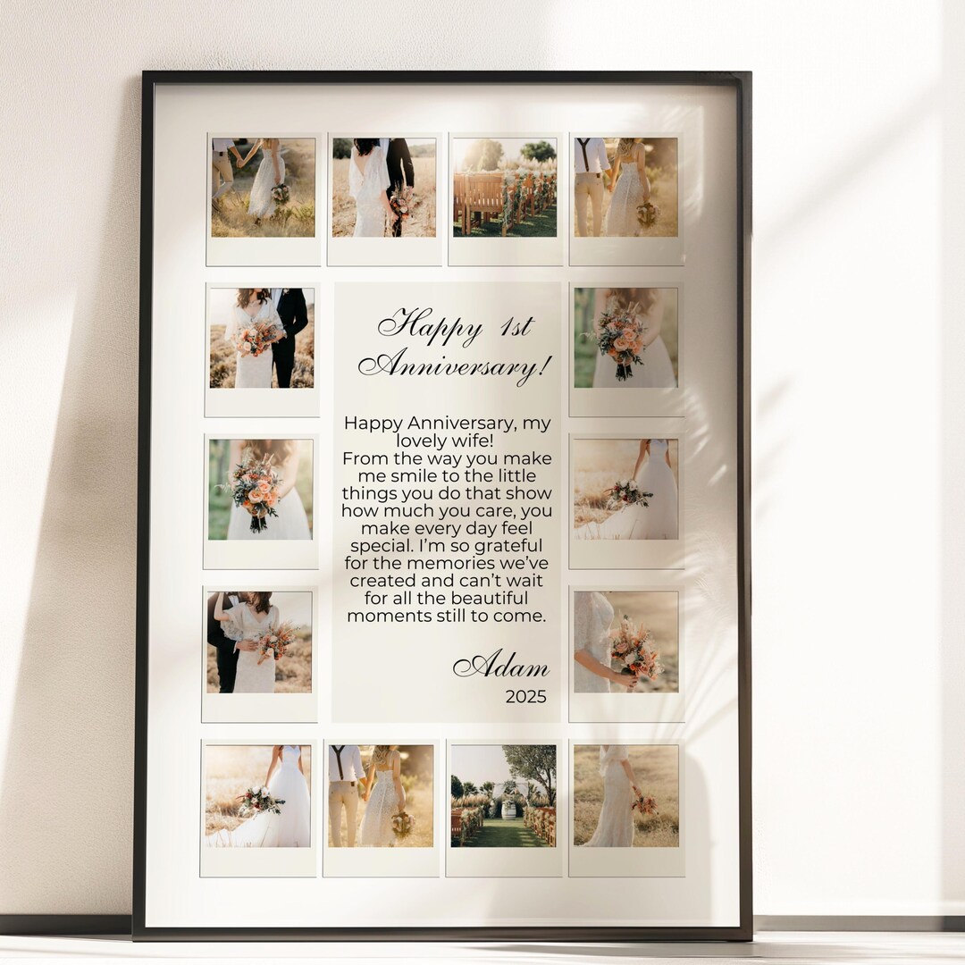 Custom Polaroid Frame Template, Romantic Gift for Couples, 1 Year ...