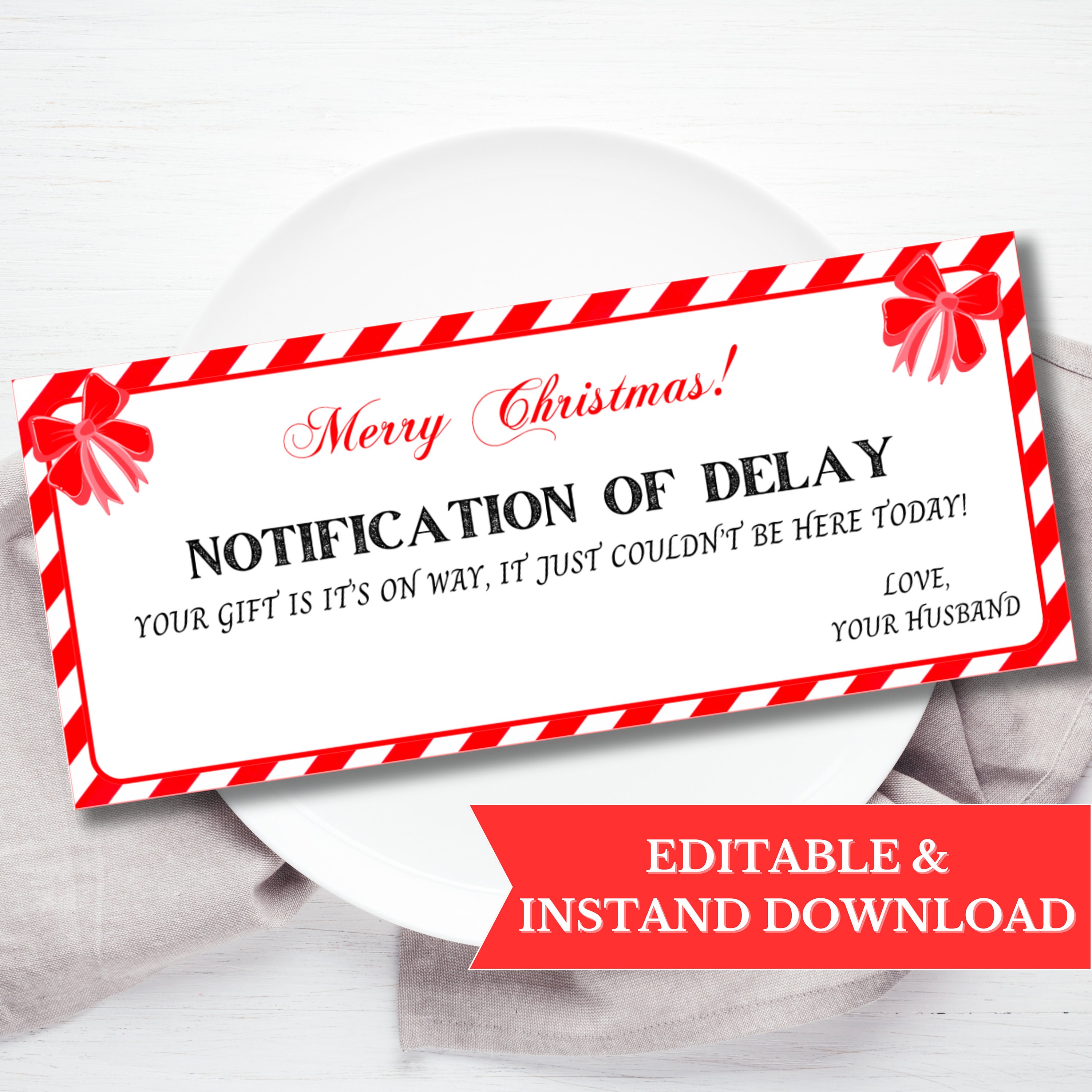 Late Christmas Gift Printable Template, Late Gift Letter, Delayed Gift ...