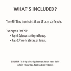 2026 Calendar, One Page Yearly Calendar PDF, Wall or Desk Printable ...