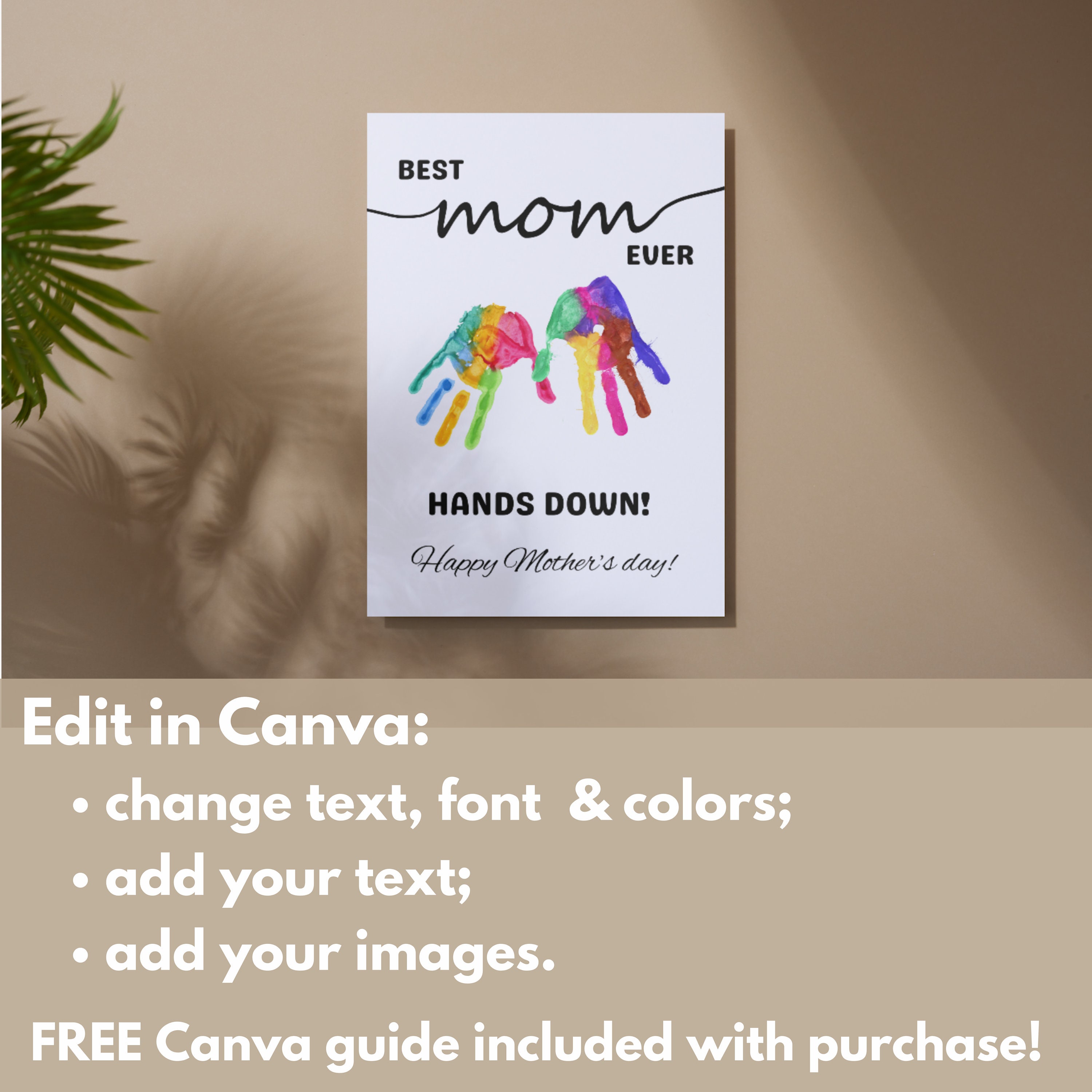 Mother's Day Handprint Art Printable Gift, Best Mom Ever Hands Down ...