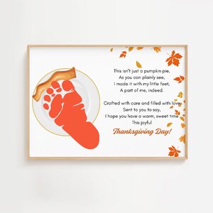 Thanksgiving Pumpkin Pie Poem Footprint Art Craft Poster, Printable ...