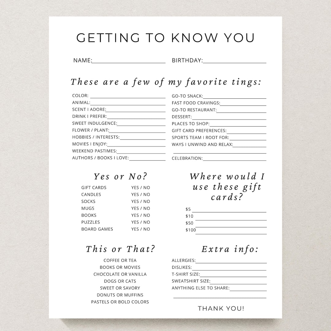 Getting to Know You Printable, Coworker Questions, Office All About Me ...