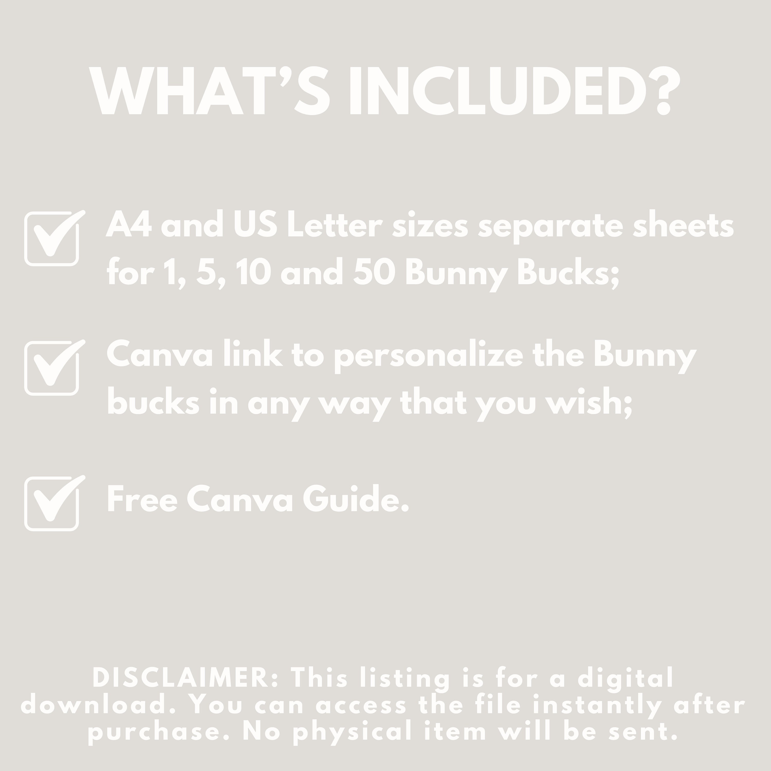 Easter Printable Bunny Bucks, Egg Filler, Token Reward Money for Kids ...