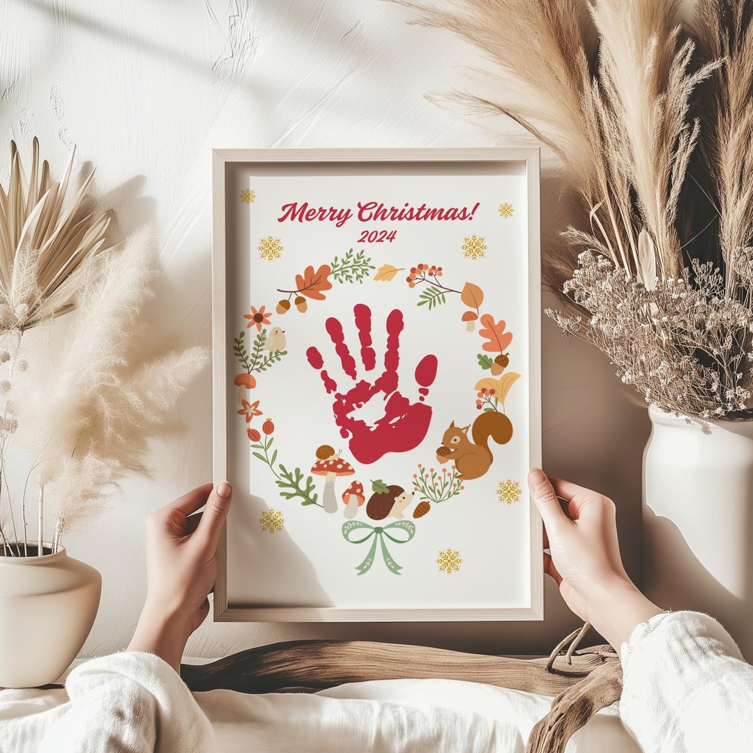 2024 Printable Merry Christmas Handprint Craft, Fun Holiday Art ...