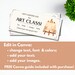Art Class Gift Certificate Template, Art Lesson Voucher Printable ...