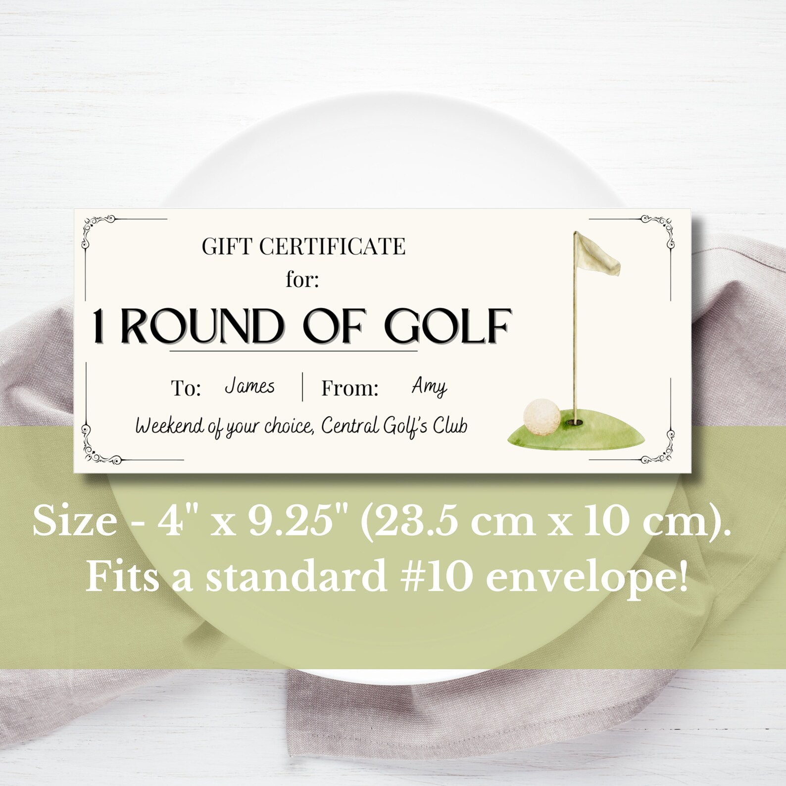 Golf Gift Certificate Fathers Day, Personalized Golf Printable Voucher ...