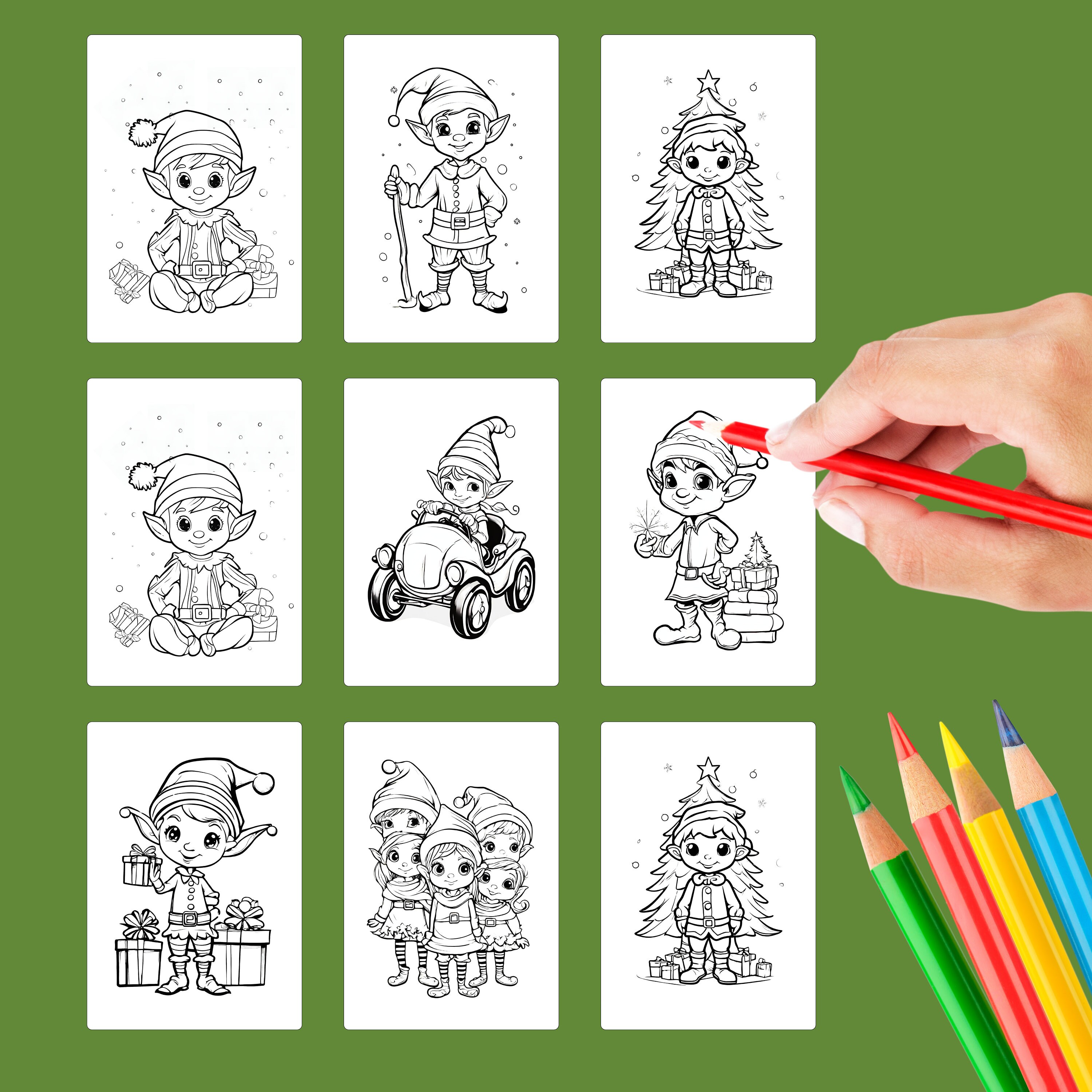 Woodland Elf Coloring Page PRINTABLE Elf Props Cozy Coloring - Etsy