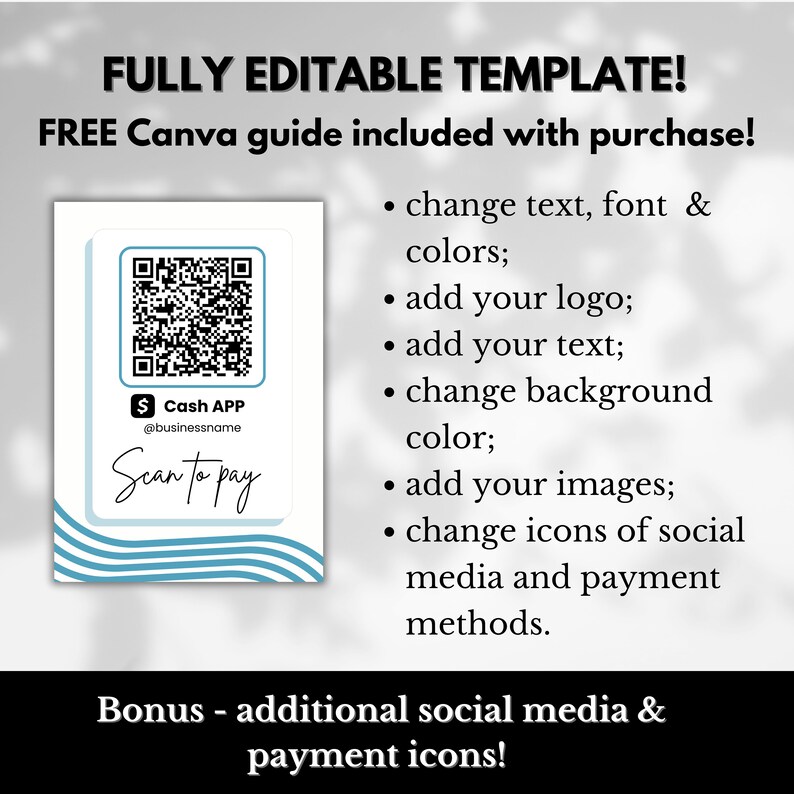 Cashapp Printable Payment Sign, QR Code Sign, Scan to Pay Template ...