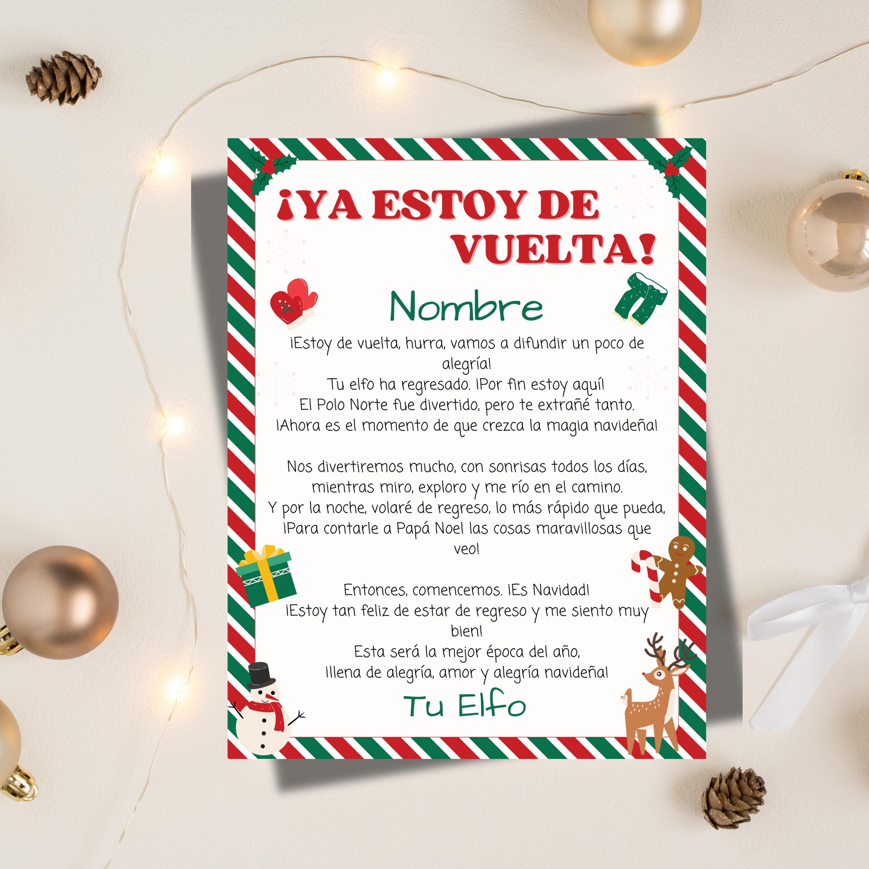Carta de Regreso del Elfo en el Estante, Plantilla Carta de Bienvenida Navideña para el Regreso ...