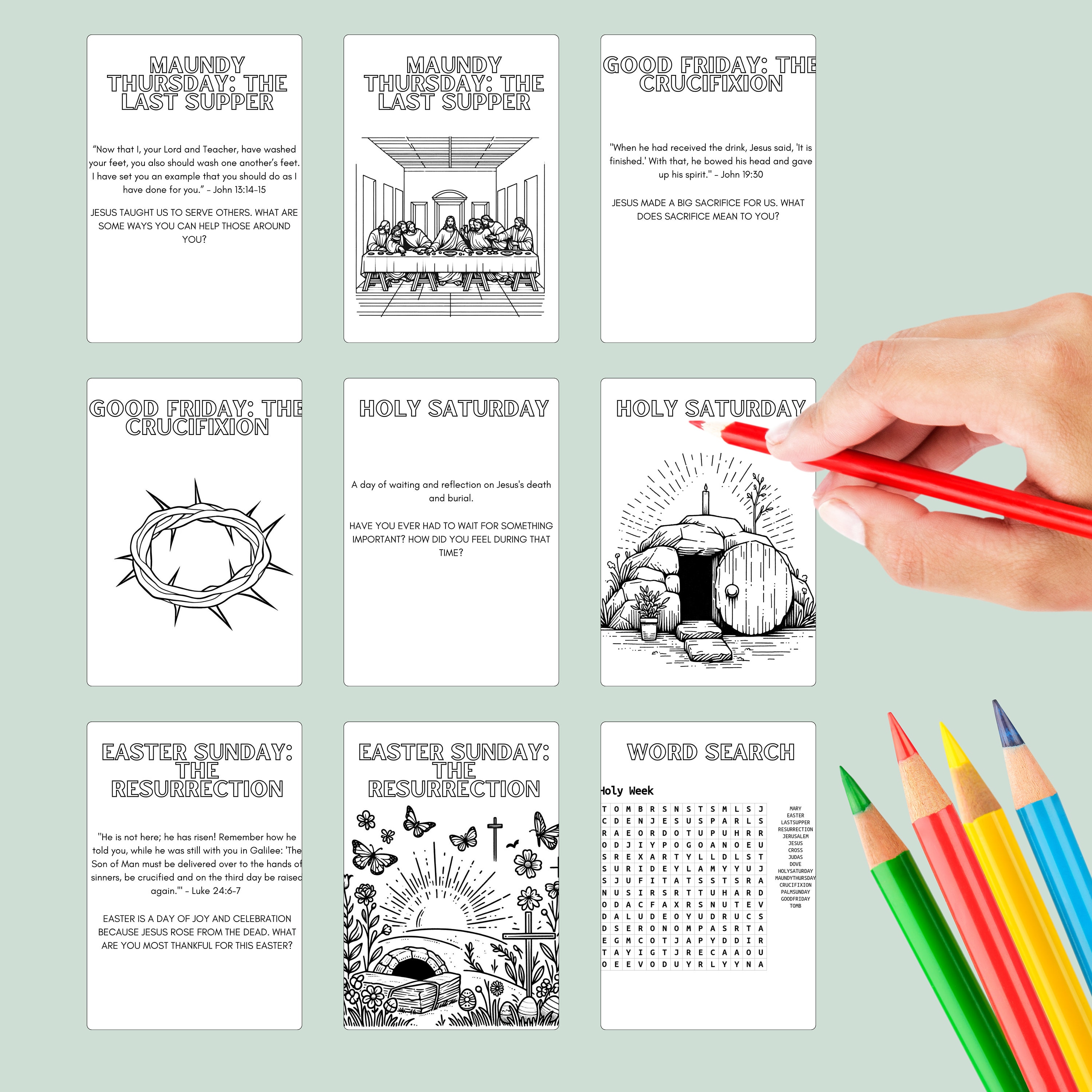 Holy Week Printable Journal for Kids: Easter Reflections & Coloring ...