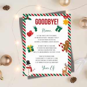 Editable Goodbye From Your Elf Letter, Elf Goodbye Letter, Christmas ...
