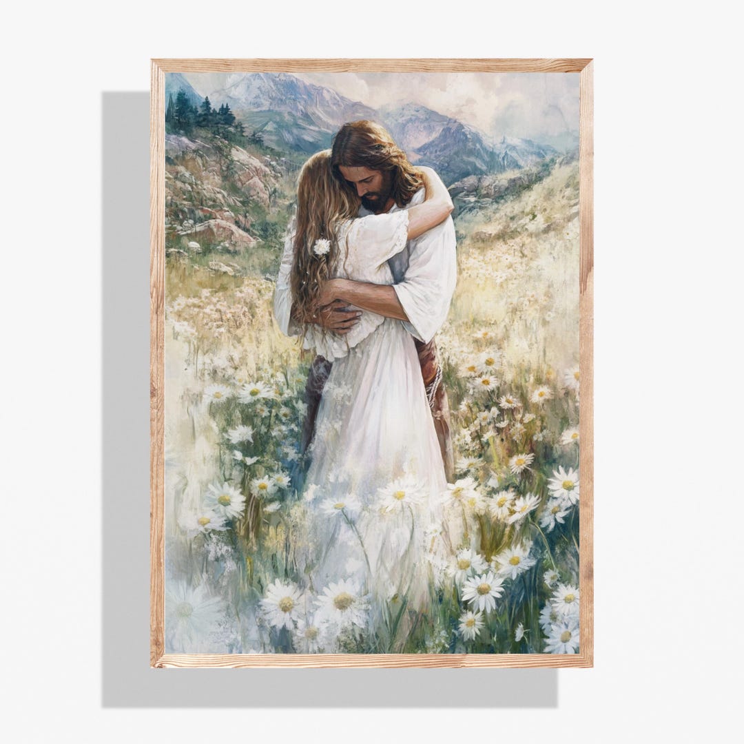 Jesus Hugging Girl Healing Embrace, Jesus and Woman LDS Art, Christian ...