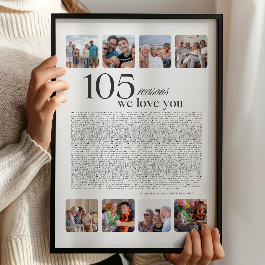 105 Reasons We Love You Personalized Gift, 105th Birthday Picture ...