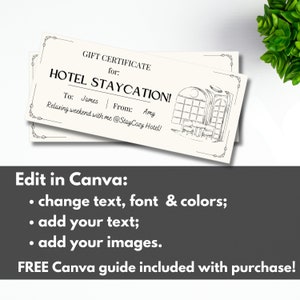 Hotel Staycation Gift Coupon Template, Anniversary Gift Certificate ...