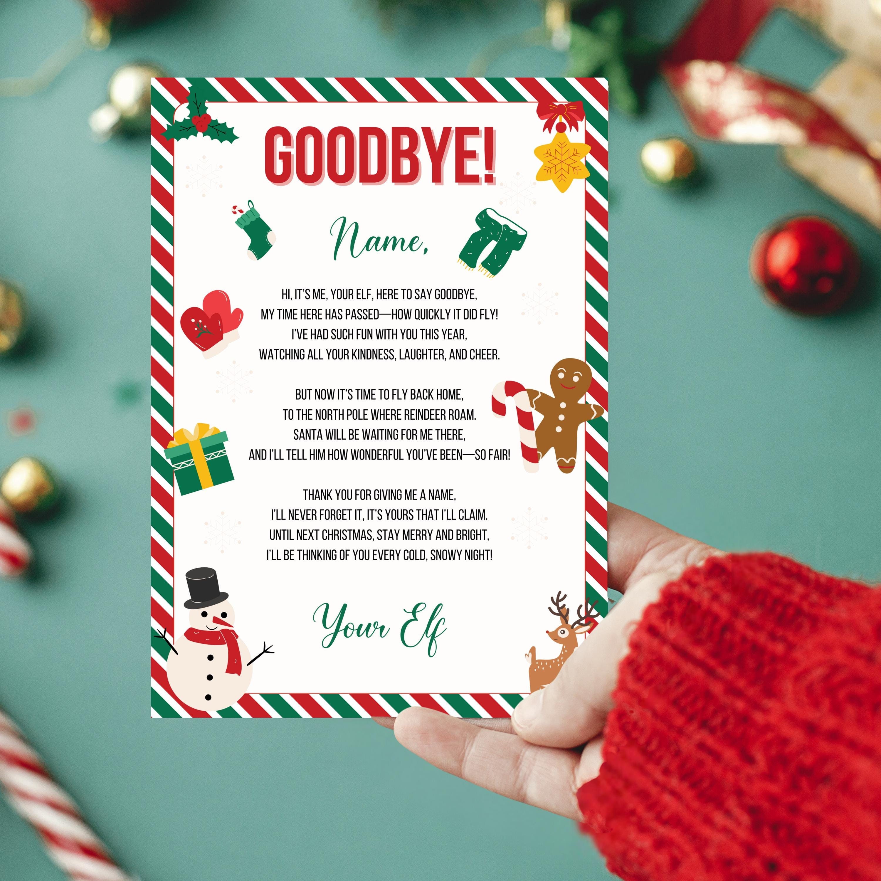 Editable Goodbye From Your Elf Letter, Elf Goodbye Letter, Christmas ...