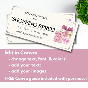 Editable Shopping Spree Gift Voucher Printable Template, Surprise ...