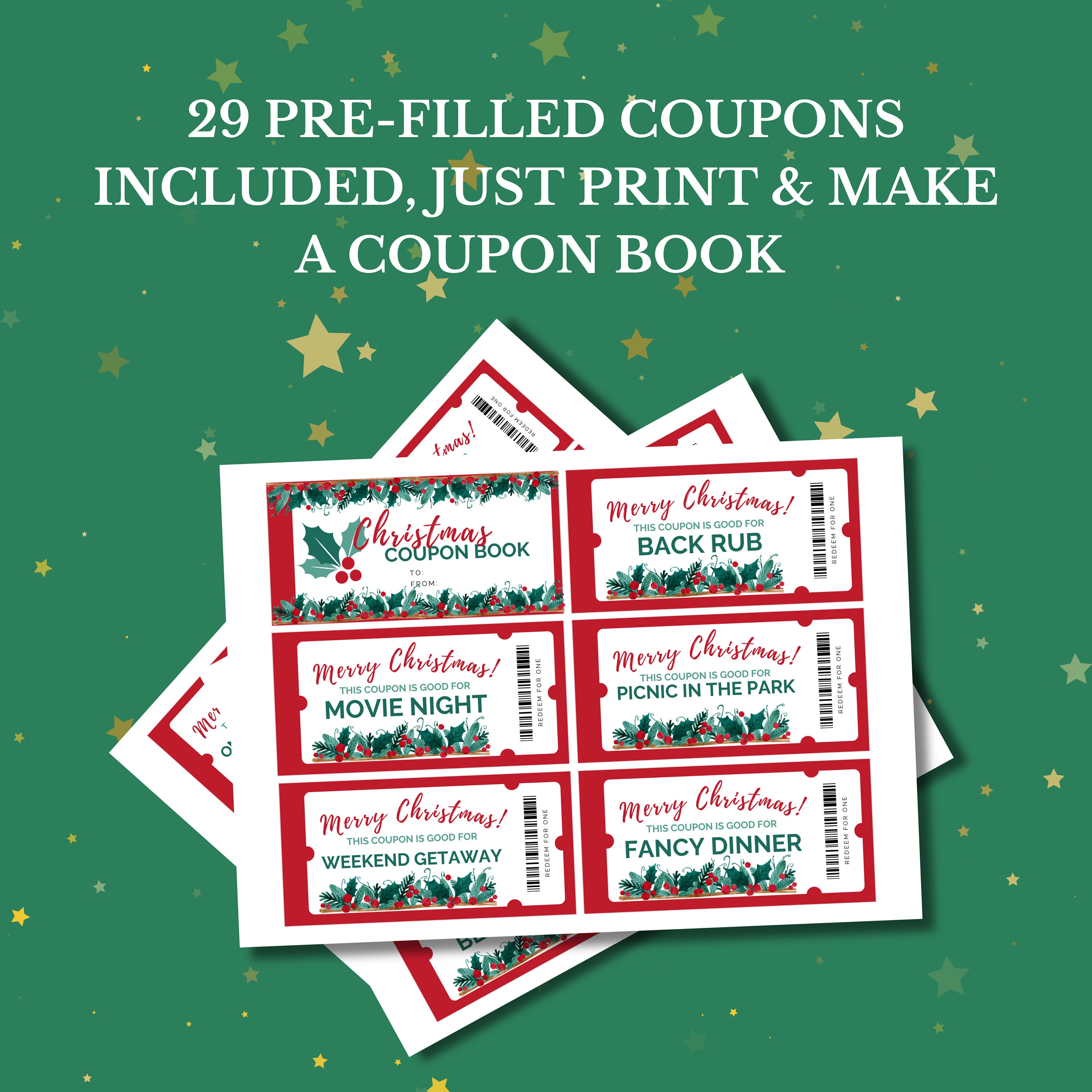 Editable Coupon Book Template, Custom Christmas Coupons, Printable ...
