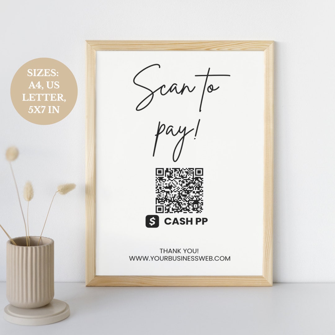 Cash App Sign Scan to Pay, QR Code Payment Method Sign Digital ...